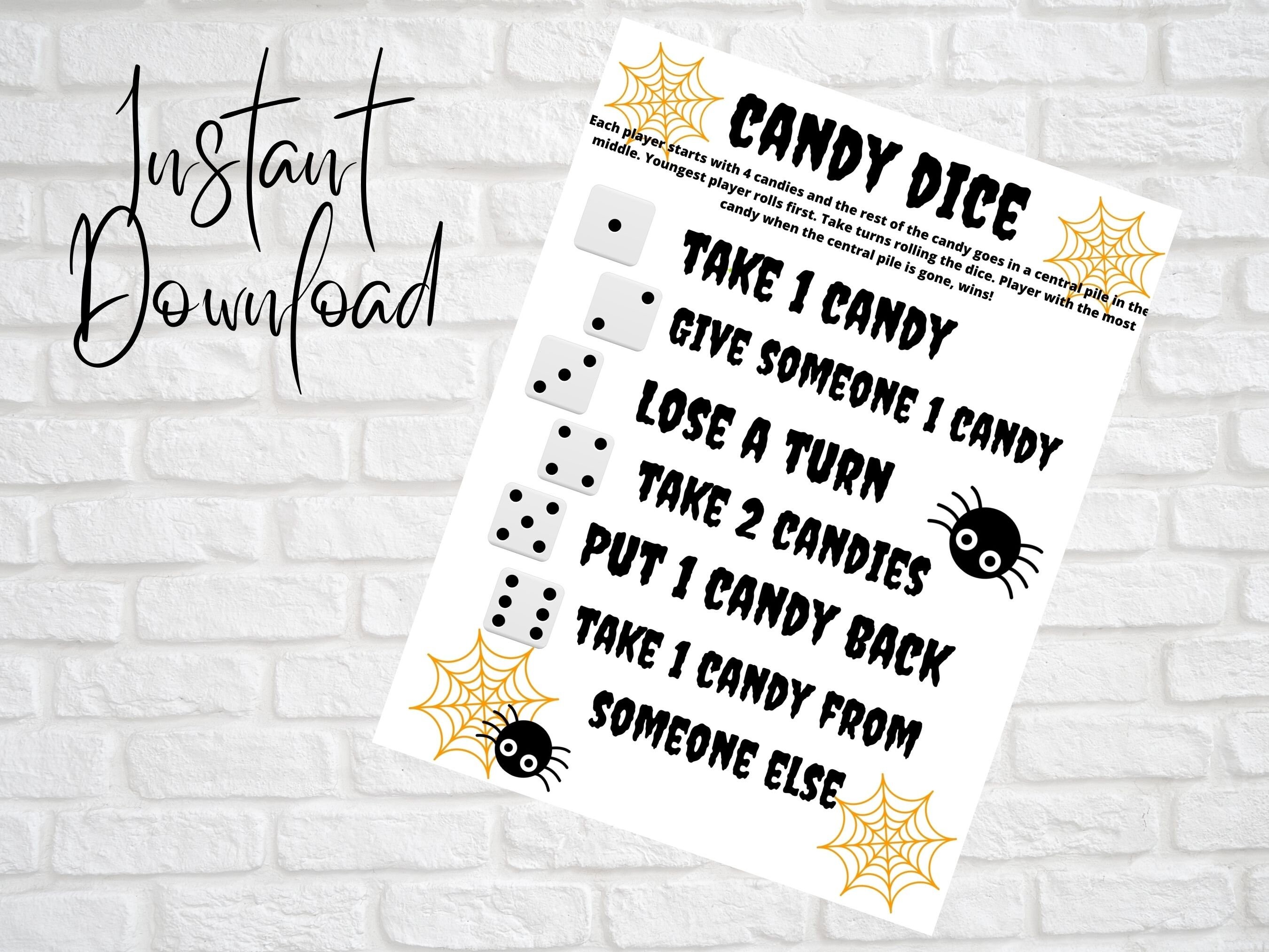 Candy Dice Halloween Game, Halloween Party Game, Halloween Game, Party ...