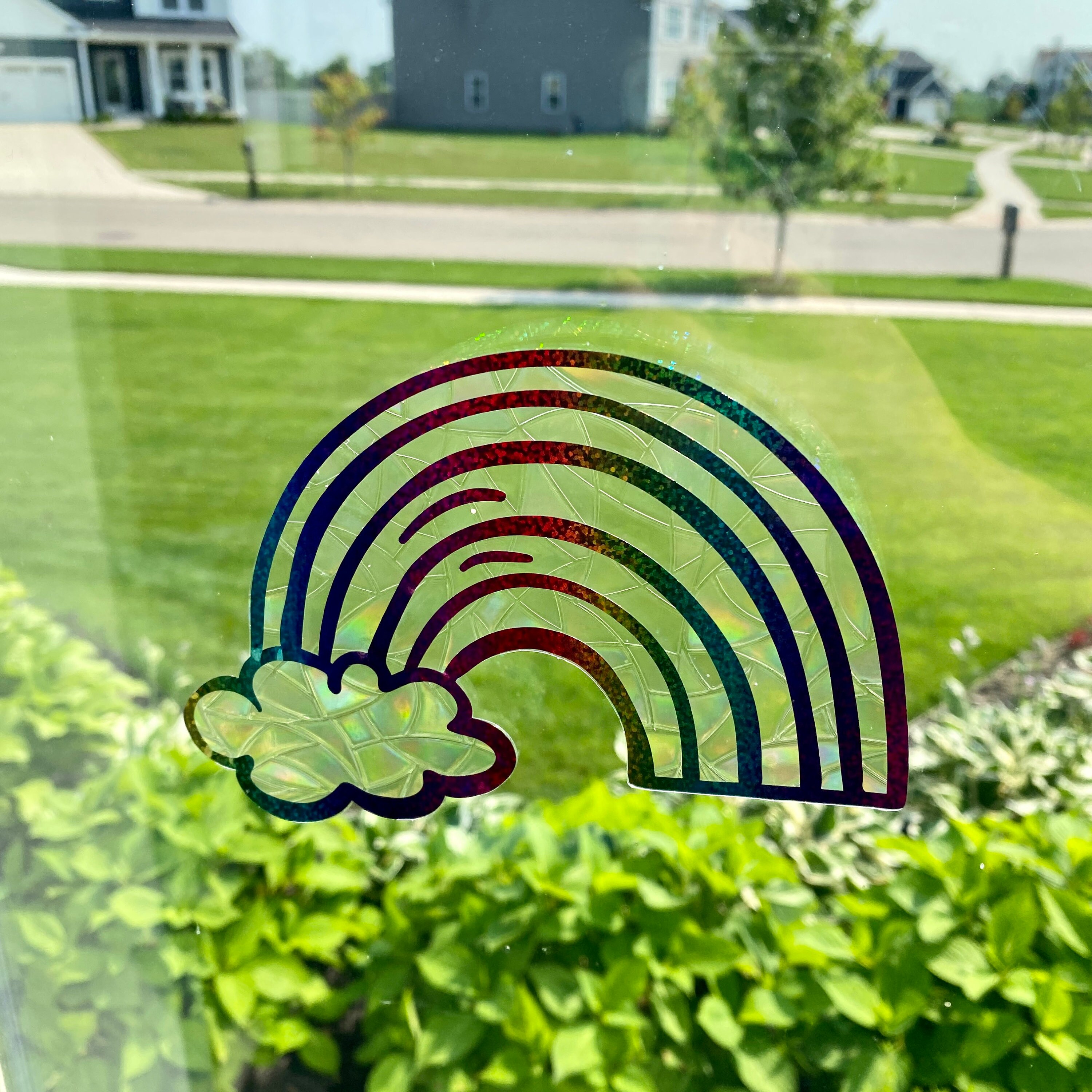 Rainbow sun catcher window cling bird deterrent cling | Etsy