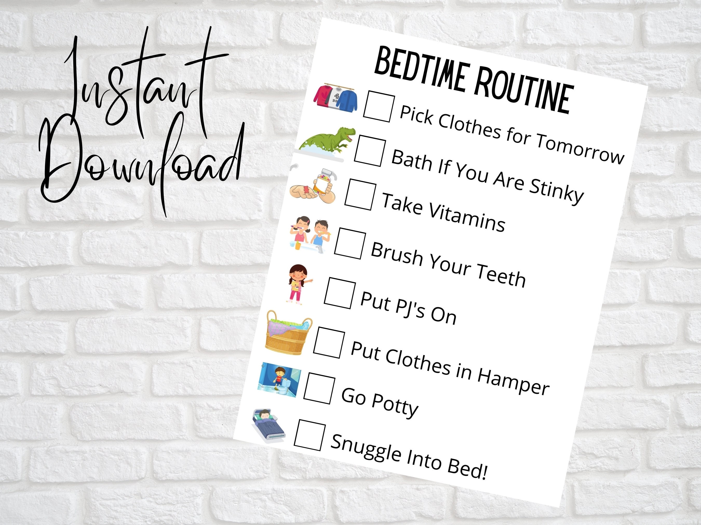 Bedtime Routine Chart, Kids, Visual Routine, Toddlers, Visual Schedule ...