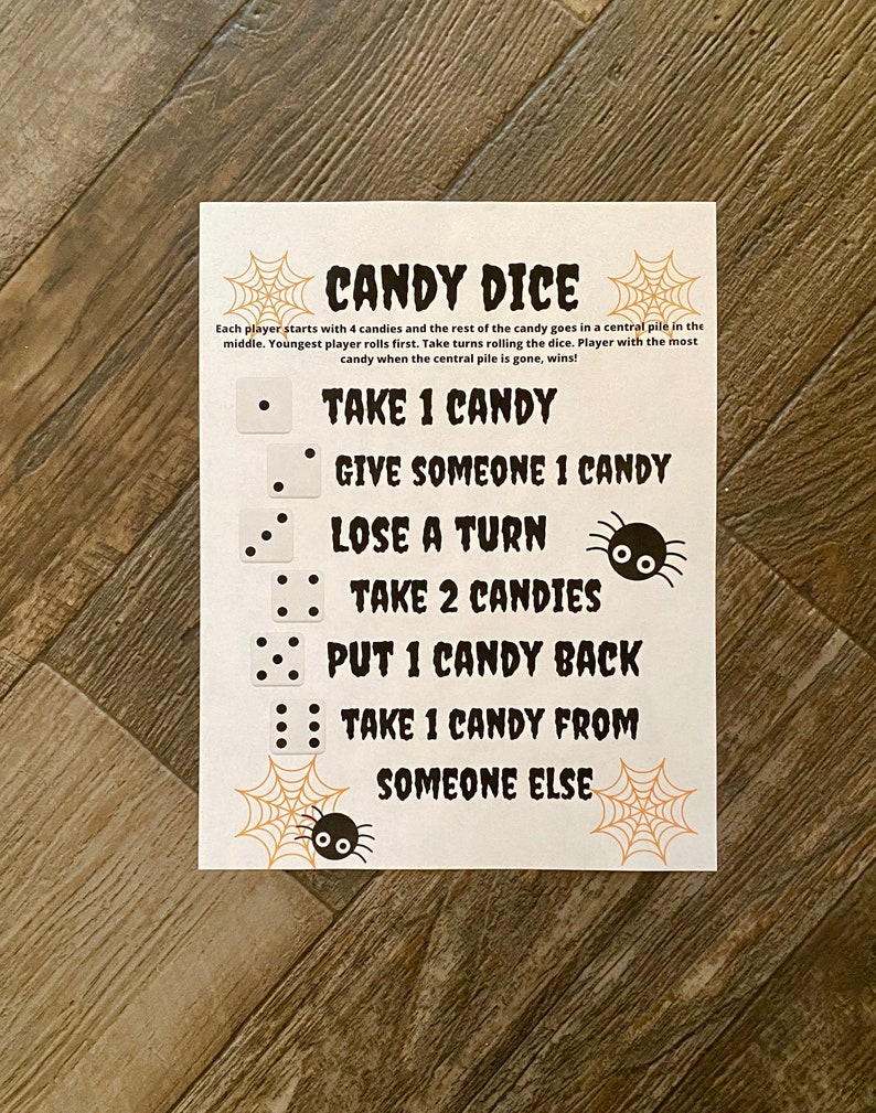 Candy Dice Halloween Game, Halloween Party Game, Halloween Game, Party ...