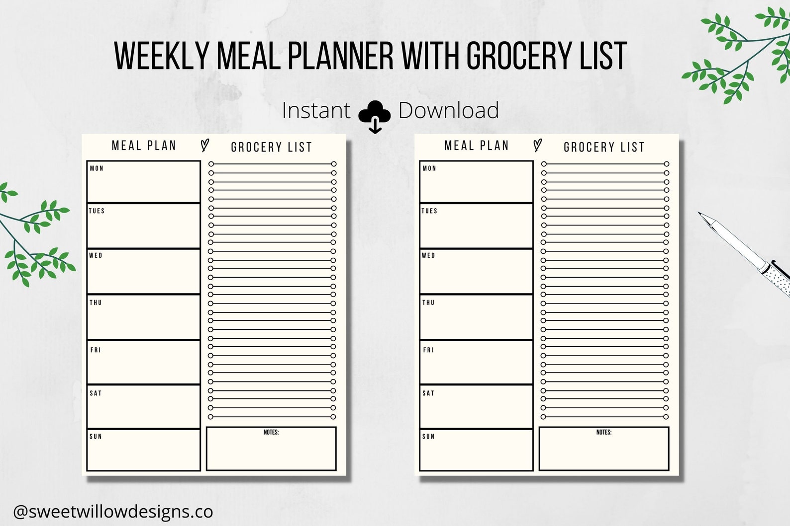 Meal Planning | Grocery List | Weekly Meal Planner | Printable |full ...