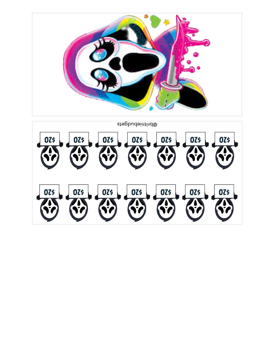 A6 Savings Challenge 'lisa Frank Ghost Face' - Etsy