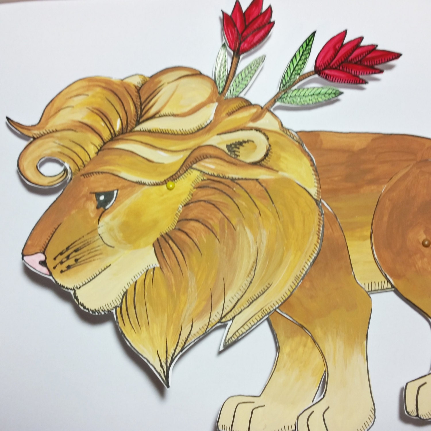 Flower Lion Animal Paper Dolls Puppets Patterns, Articulated Mechanical ...
