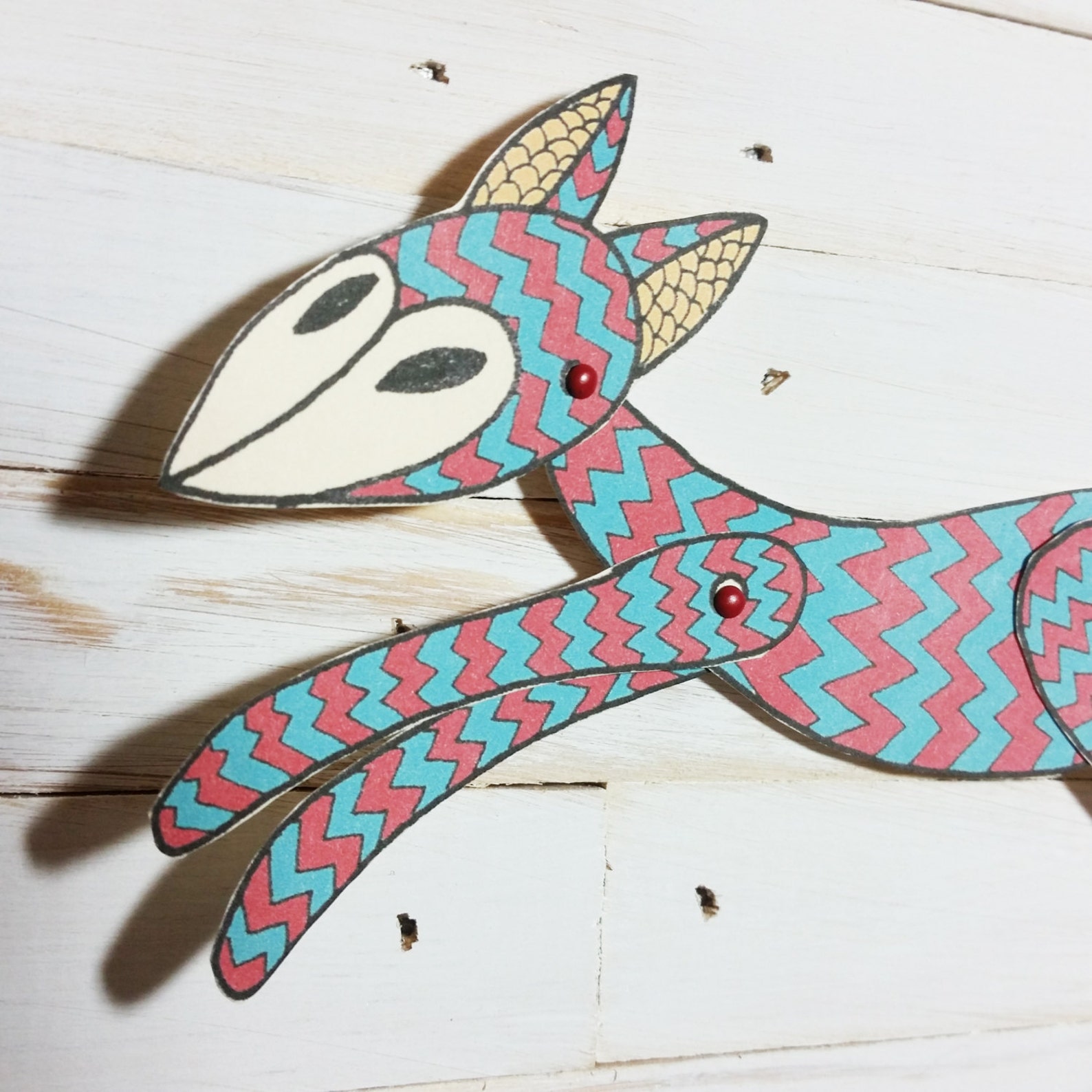Woodland Animal Fox Paper Doll Puppet, Tribal Fox, Articulated ...