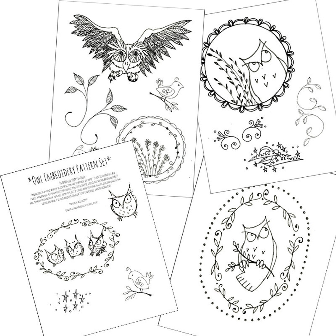 Owl Pack Embroidery Patterns Halloween Printable Set of Digital ...