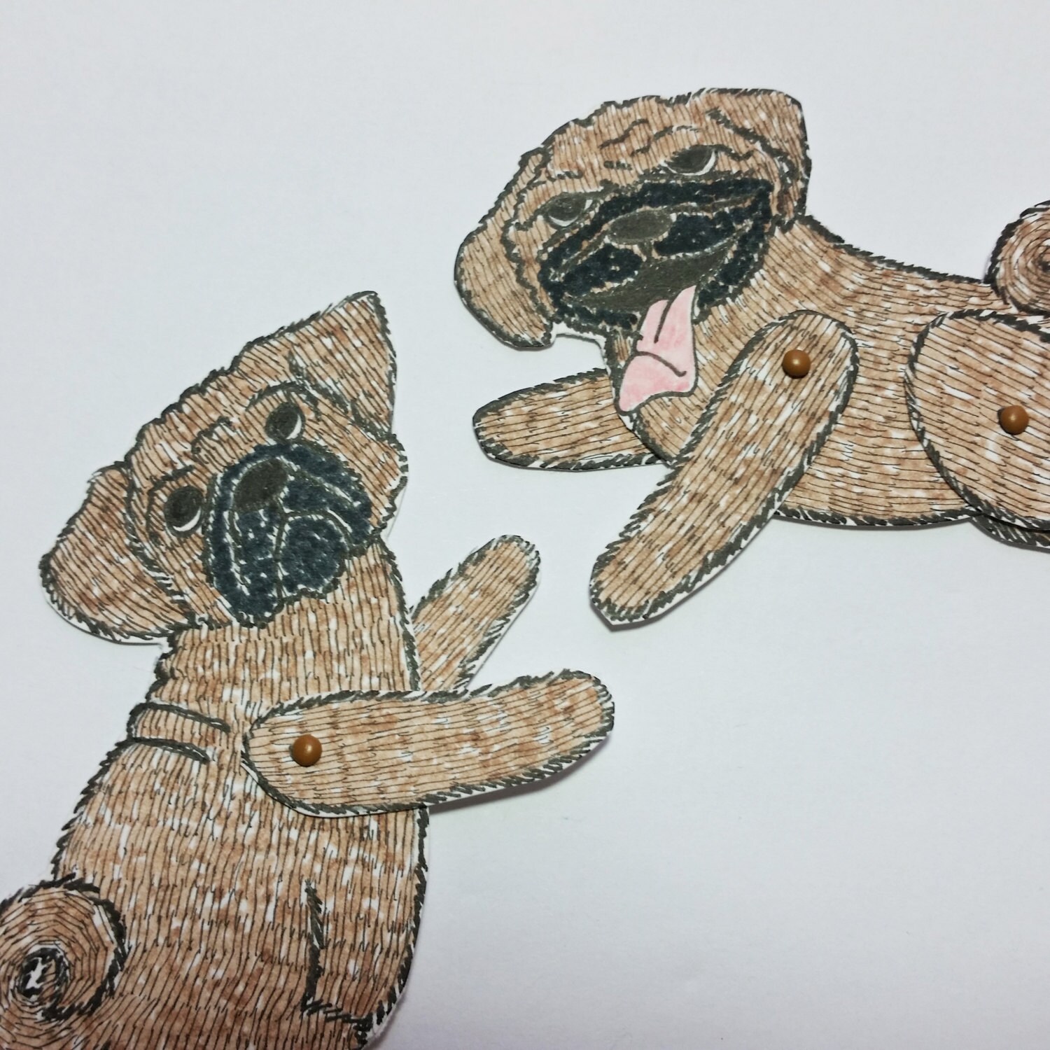 Pug Dog Animal Paper Dolls Puppets Patterns Articulated Mechanical ...