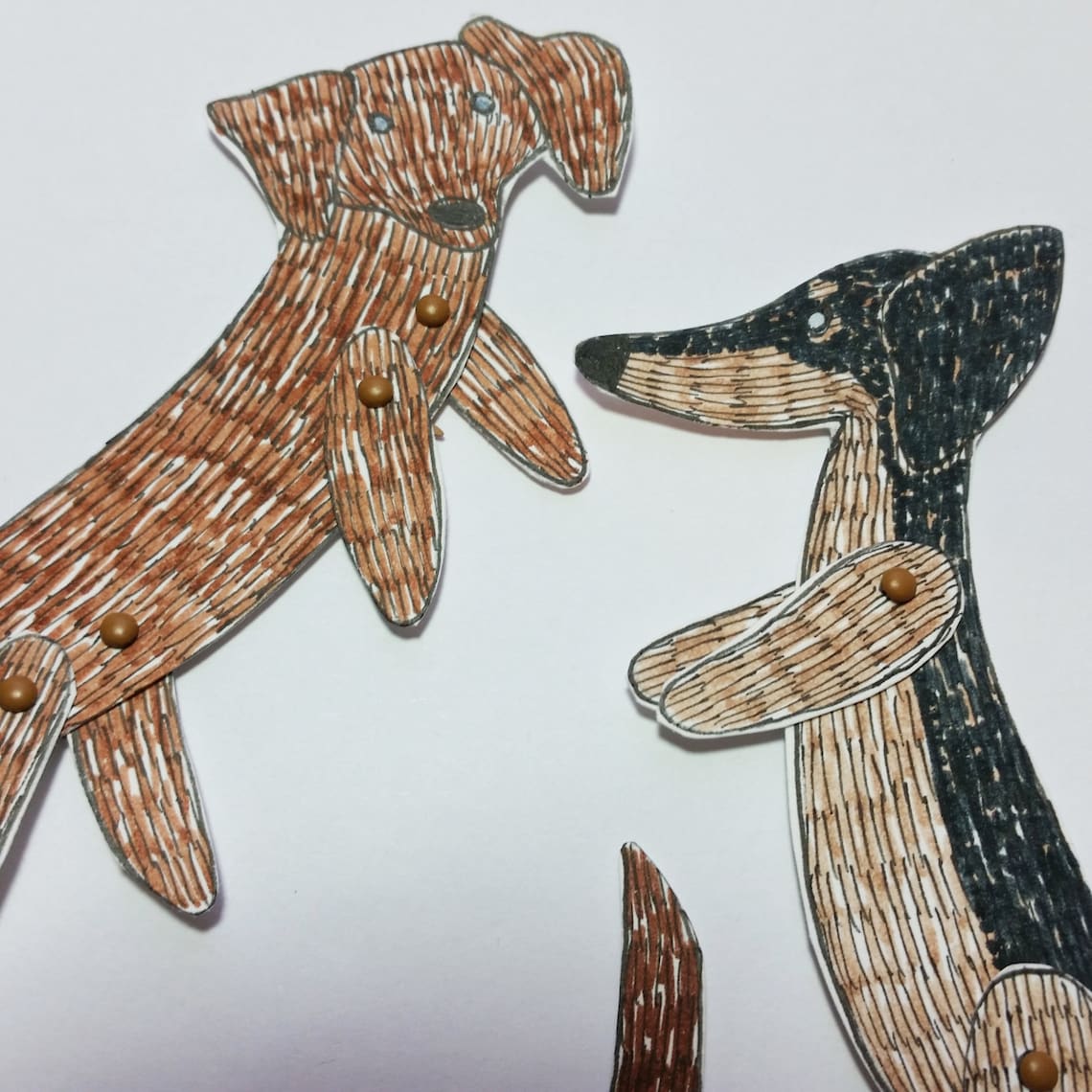 Dachshund Wiener Dog Animal Paper Dolls Puppets Patterns Articulated ...