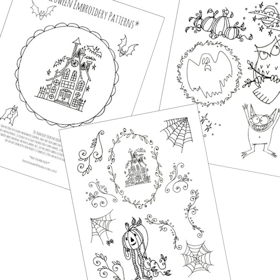 Halloween Haunted House Embroidery Patterns Printable Set of Digital ...