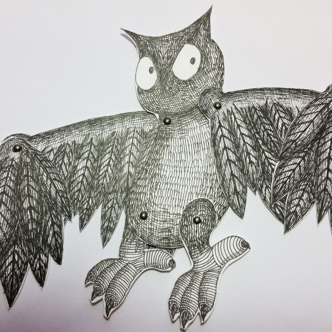 Woodland Animal OWL Paper Doll Puppets Pattern, Articulated Mechanical ...