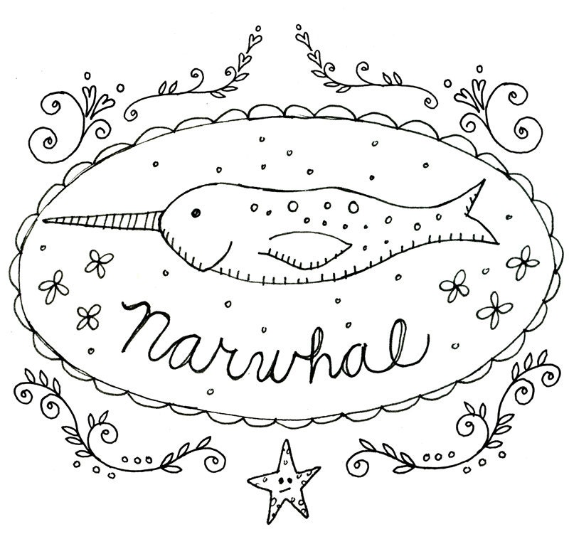 Narwhal Embroidery Pattern Printables Cryptozoology Cryptid Download ...