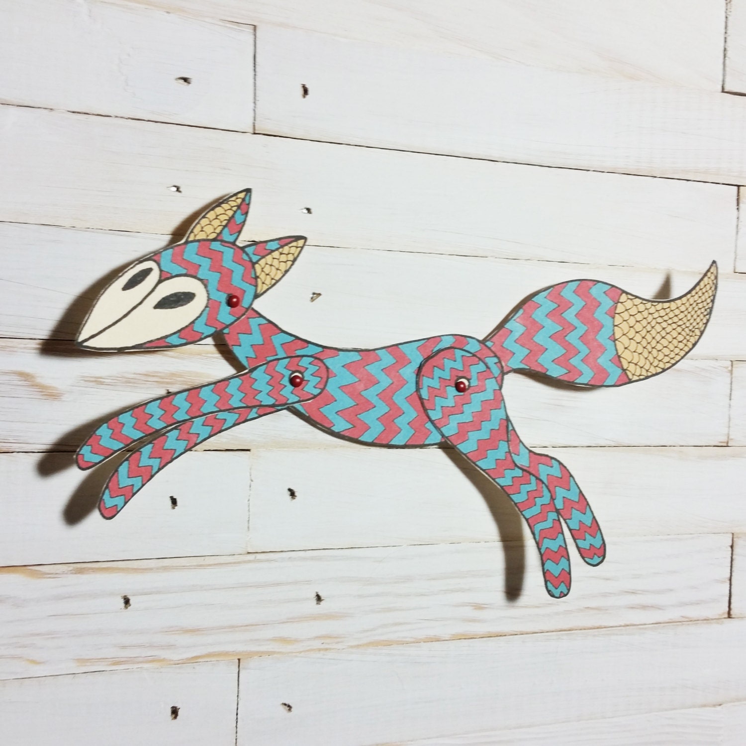 Woodland Animal Fox Paper Doll Puppet, Tribal Fox, Articulated ...