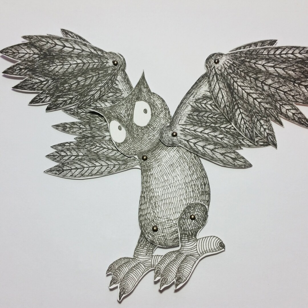 Woodland Animal OWL Paper Doll Puppets Pattern, Articulated Mechanical ...