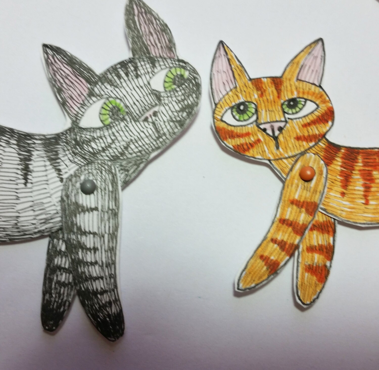 Cat Animal Paper Dolls Puppets Patterns Articulated Mechanical Animals ...