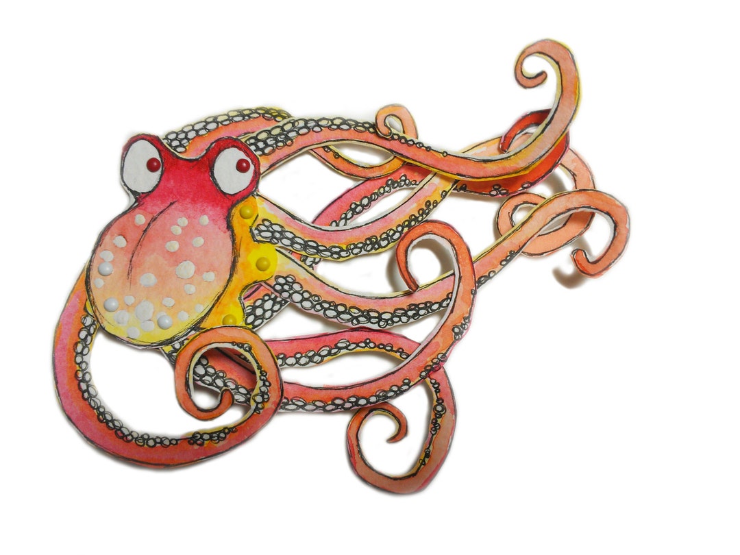 Octopus Animal Paper Doll Kraken Puppet Pattern, Articulated Mechanical ...