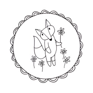 Fox Embroidery Pattern Printable Woodland Animal Digital Downloadable ...