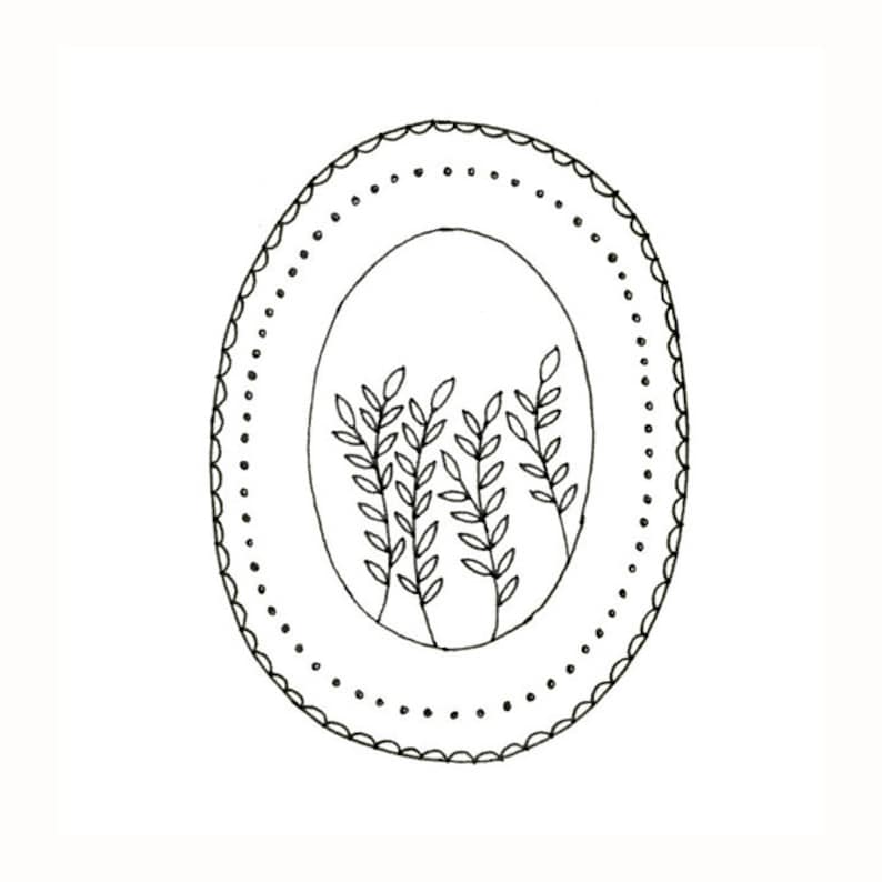 PDF Embroidery Pattern Leaves Vines Dots Scallops Digital Downloadable ...