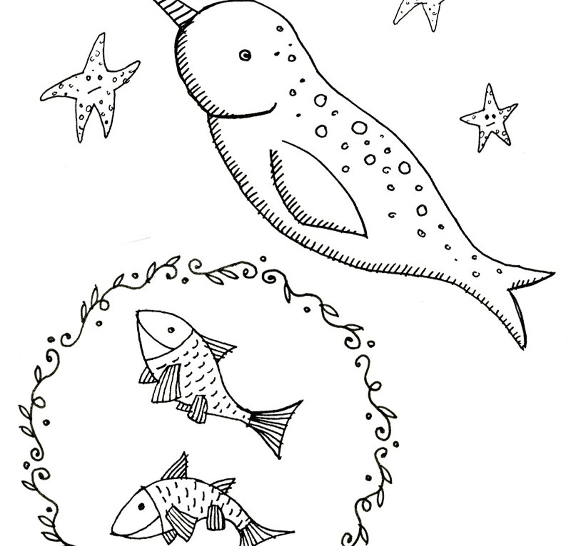 Narwhal Embroidery Pattern Printables Cryptozoology Cryptid Download ...