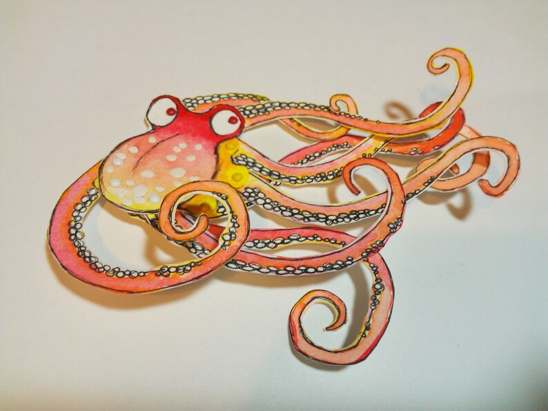 Octopus Animal Paper Doll Kraken Puppet Pattern, Articulated Mechanical ...