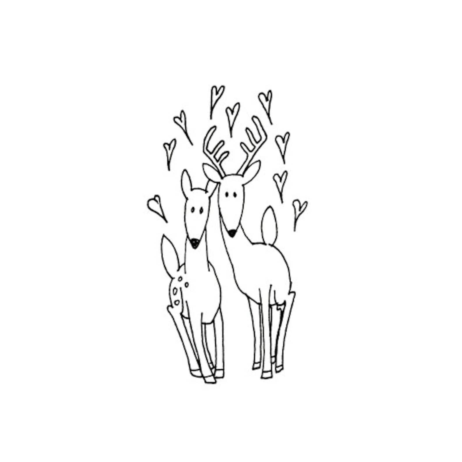 Deer Hand Embroidery Pattern Valentine's Printable Woodland Animal ...