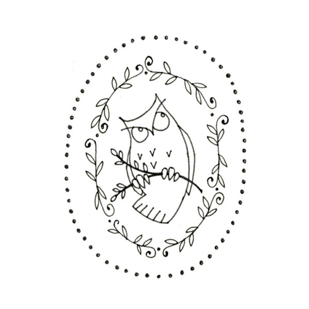 Owl Printable Embroidery Pattern Woodland Critter Digital Downloadable ...