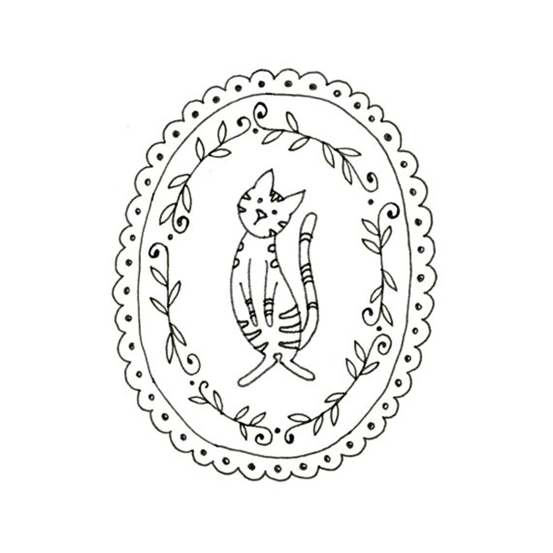 Cat Embroidery Pattern Kitty Digital Downloadable 0024 - Etsy