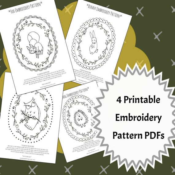 Forest Animals Embroidery Patterns Hand Embroidery Pattern | Etsy