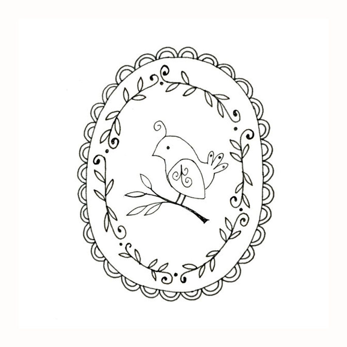 Bird Embroidery Pattern Woodland Animal Printable Digital Downloadable ...