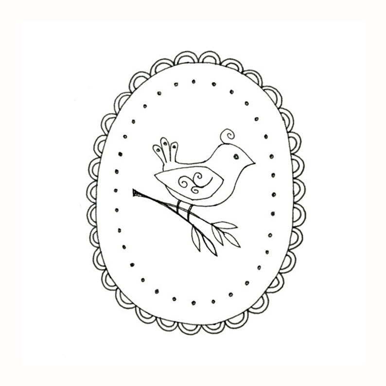 Bird Embroidery Pattern Woodland Animal Digital Downloadable PDF Hand ...