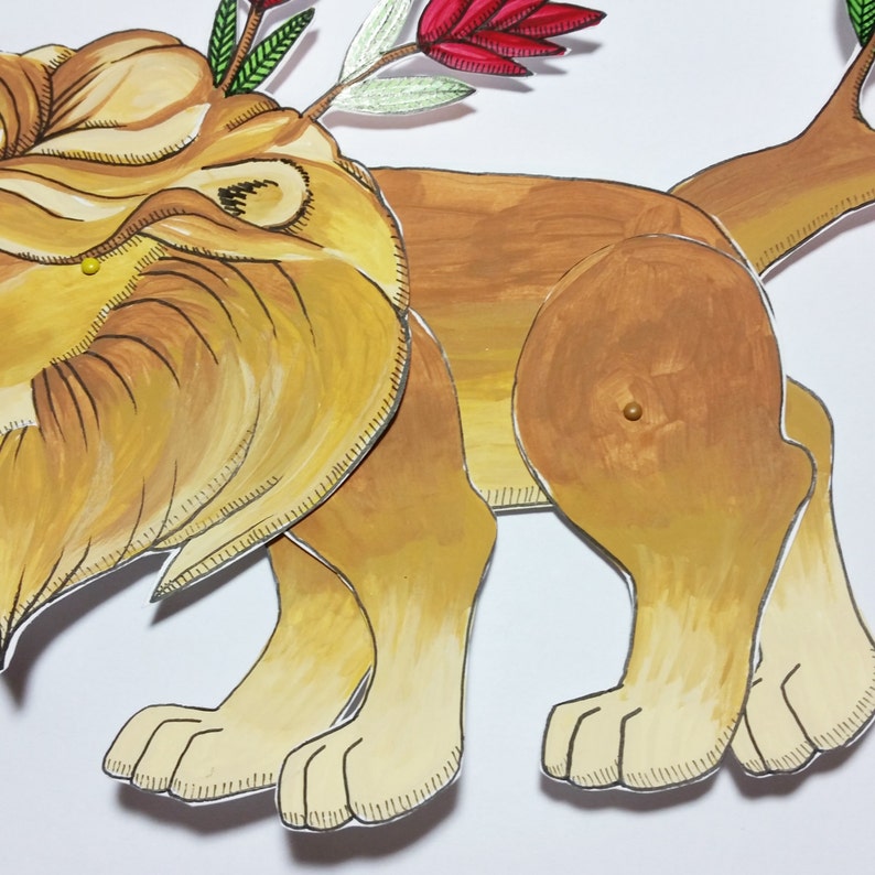 Flower Lion Animal Paper Dolls Puppets Patterns, Articulated Mechanical ...