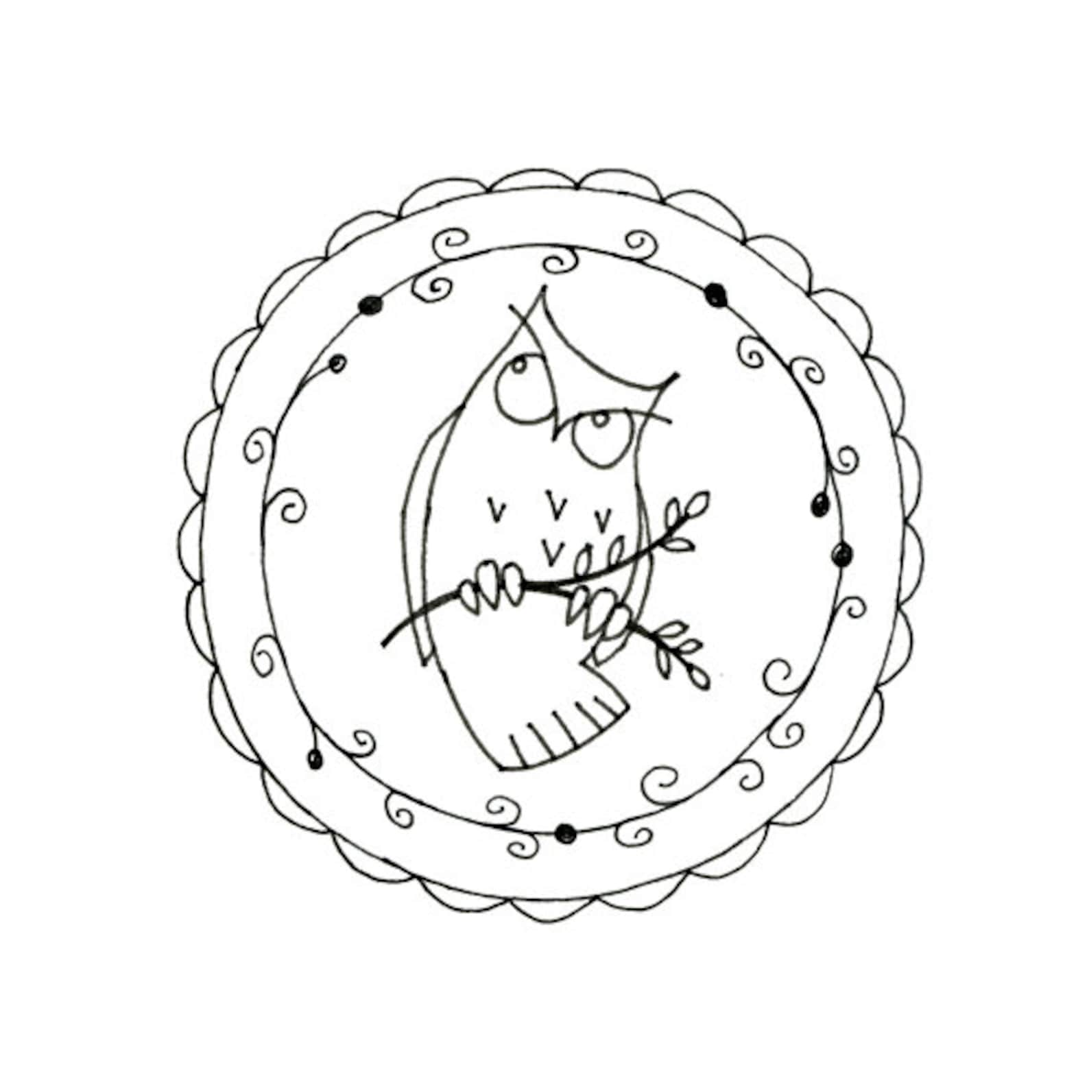 Owl Printable Embroidery Pattern Woodland Critter Digital Downloadable ...