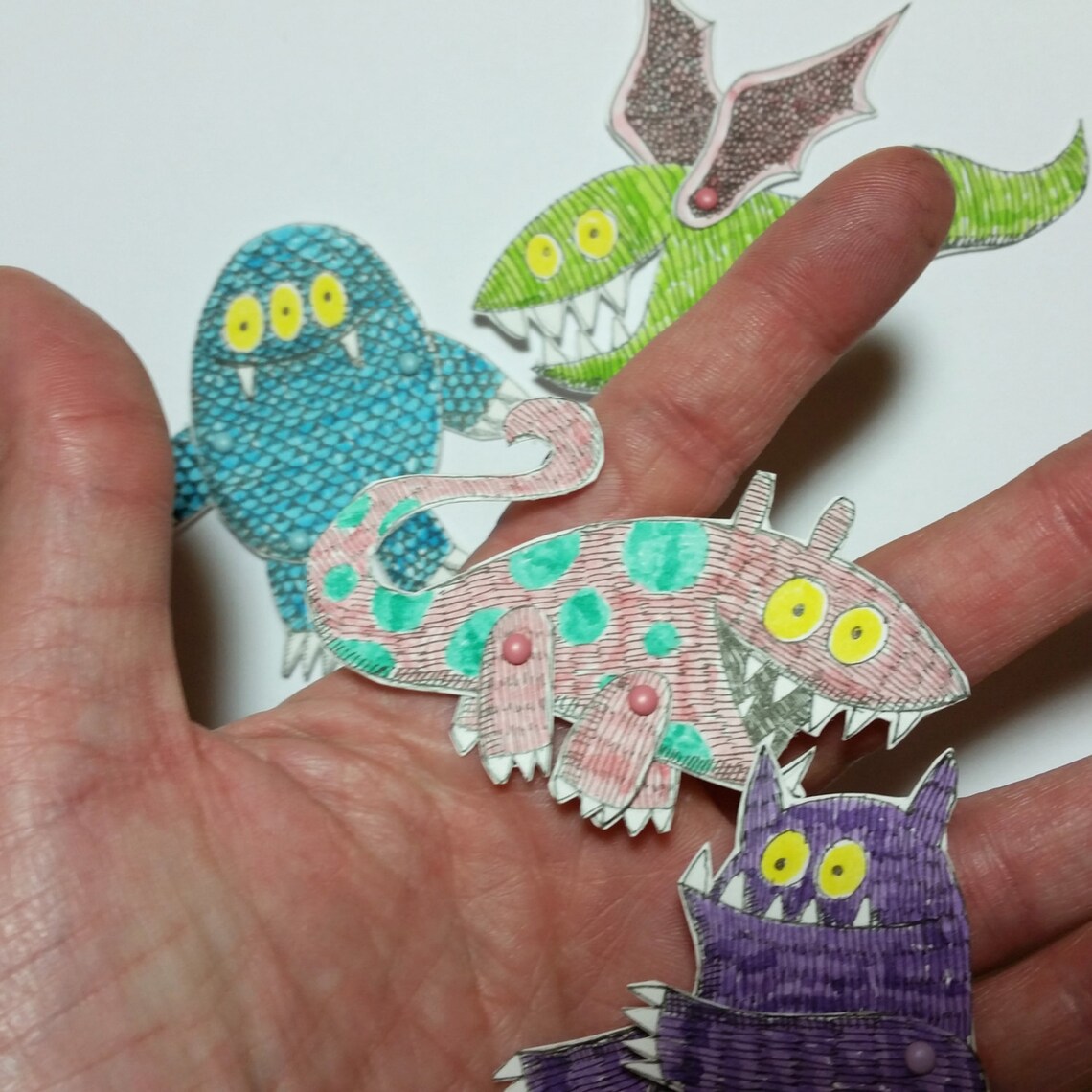 Monsters Animal Paper Dolls Puppets Patterns, Articulated Mechanical ...