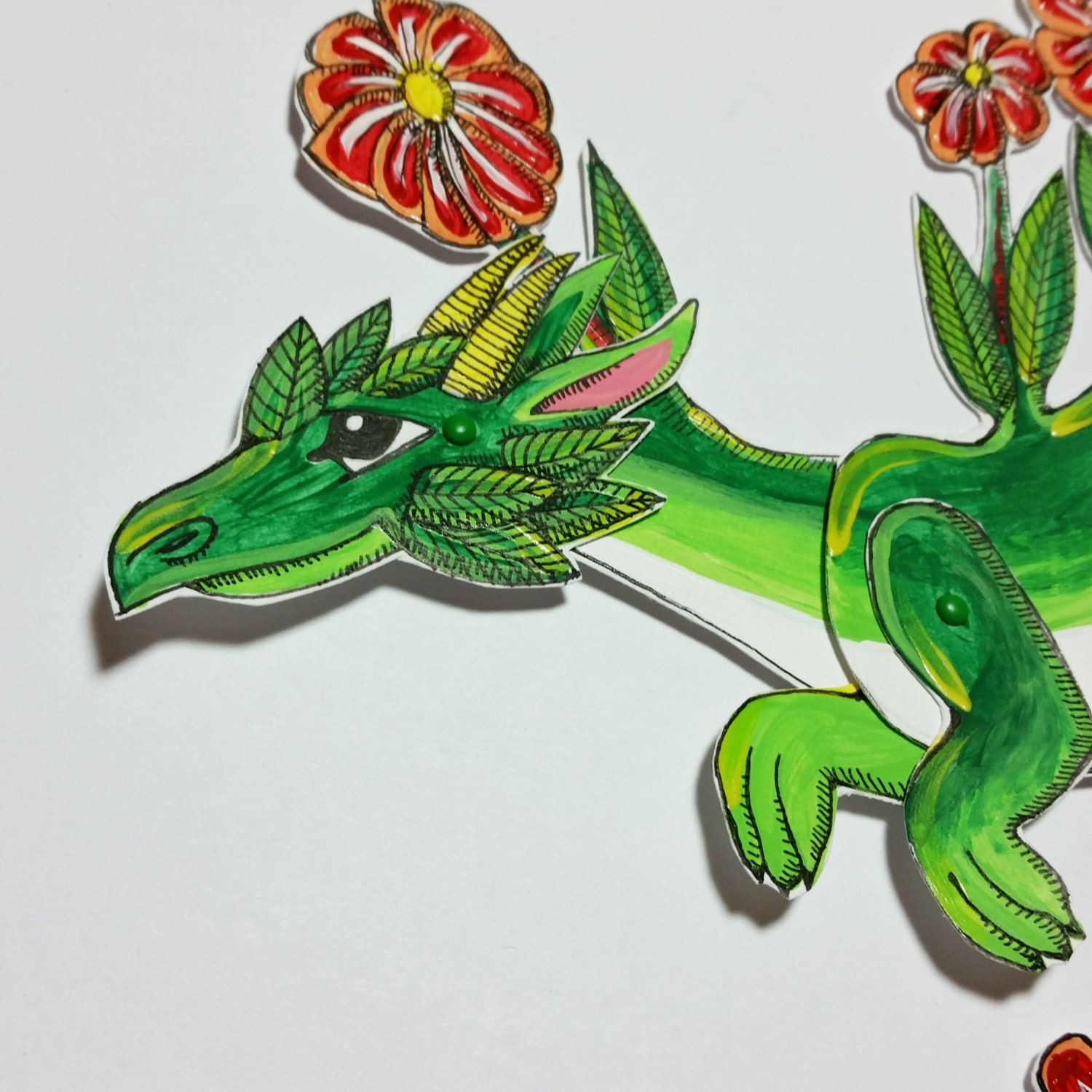 Flower Dragon Animal Paper Dolls Puppets Patterns, Articulated ...