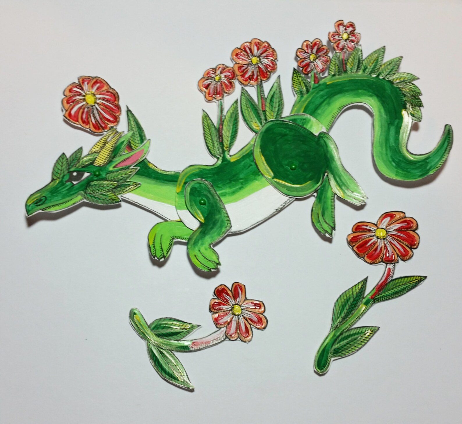 Flower Dragon Animal Paper Dolls Puppets Patterns, Articulated ...