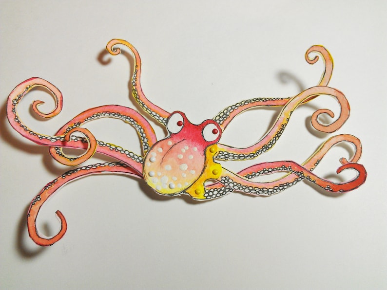 Octopus Animal Paper Doll Kraken Puppet Pattern, Articulated Mechanical ...