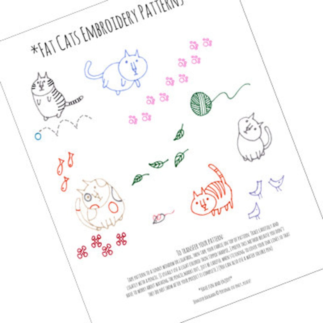 Fat Round Cats Tiny Embroidery Patterns Set Kitty Cat Digital ...