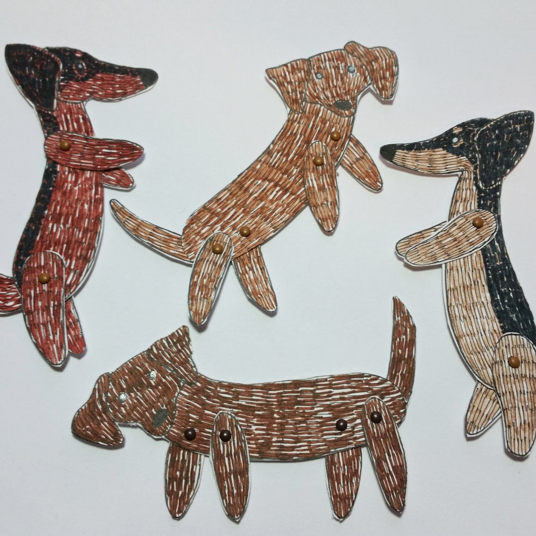 Dachshund Wiener Dog Animal Paper Dolls Puppets Patterns Articulated ...
