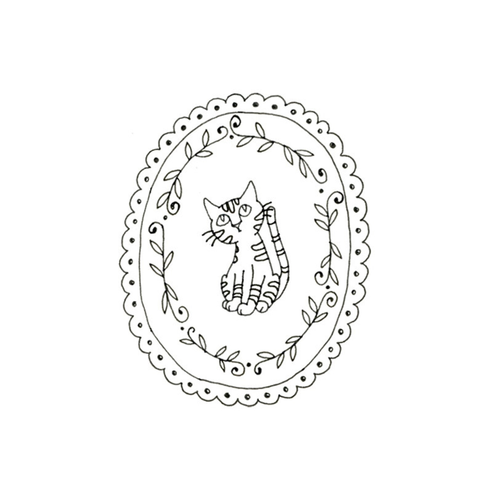 Cat Embroidery Pattern Kitty Digital Downloadable PDF Hand Embroidery ...
