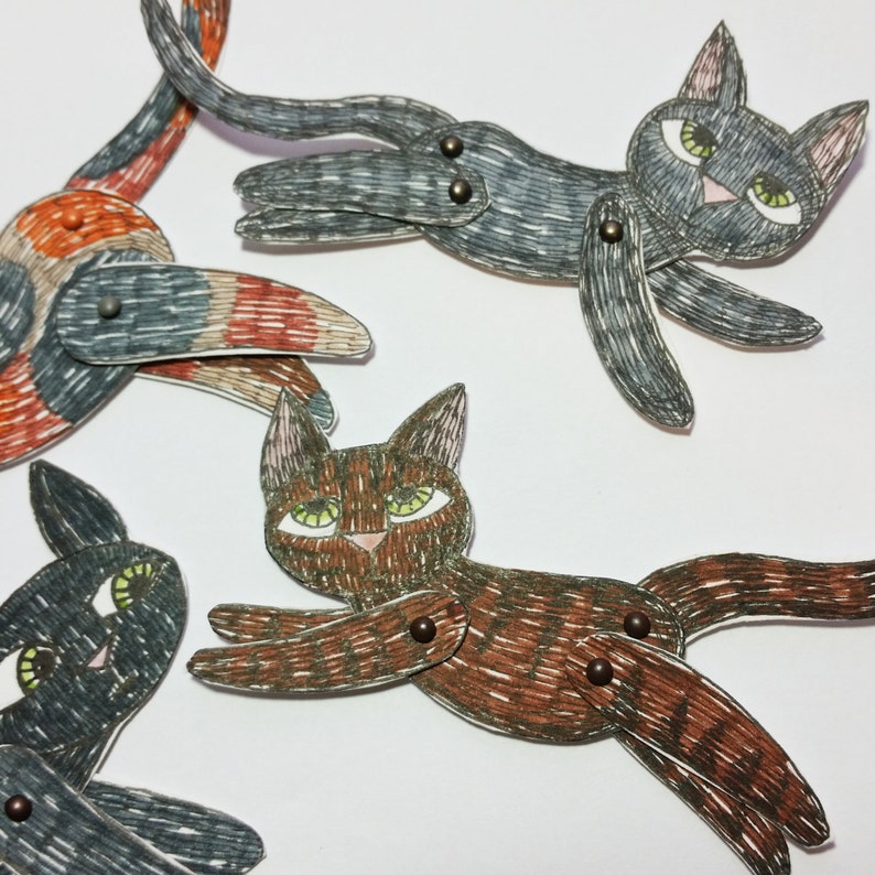 Cat Animal Paper Dolls Puppets Patterns Articulated Mechanical Animals ...