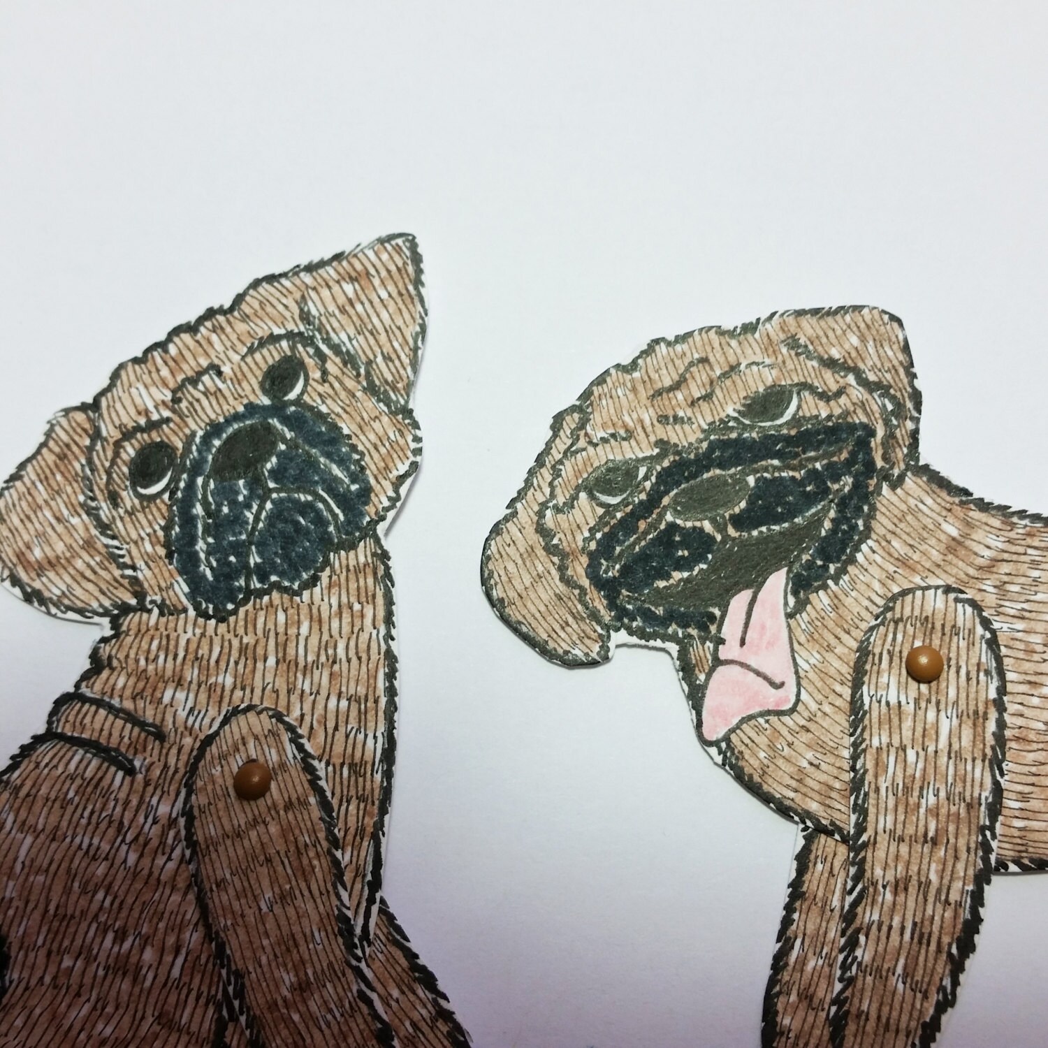 Pug Dog Animal Paper Dolls Puppets Patterns Articulated Mechanical ...