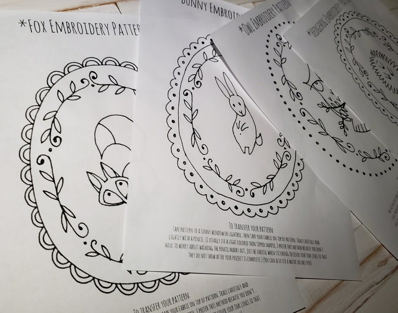 Forest Animals Embroidery Patterns, Hand Embroidery Pattern Pdfs ...
