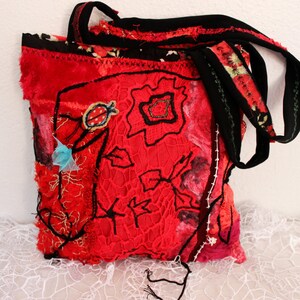 Red Boho Bags, Handmade Cloth Bag, Red Black Fabric Bag, Recycling Bag ...