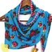 Blue Triangle Shawl, Fringed Flowers, Ethnic Cotton Shawl, Floral ...