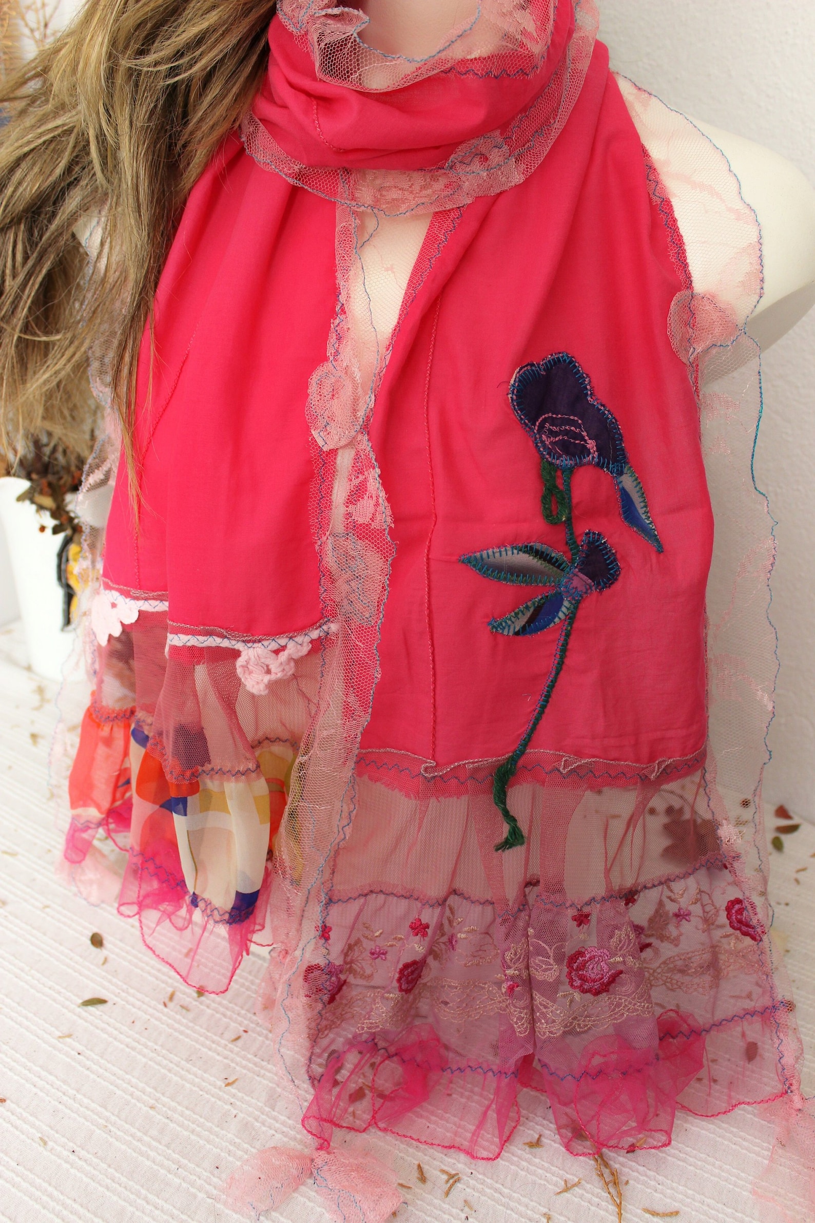 Pink Cotton Scarf Pink Women Scarf Fuchsia Pink Scarf - Etsy