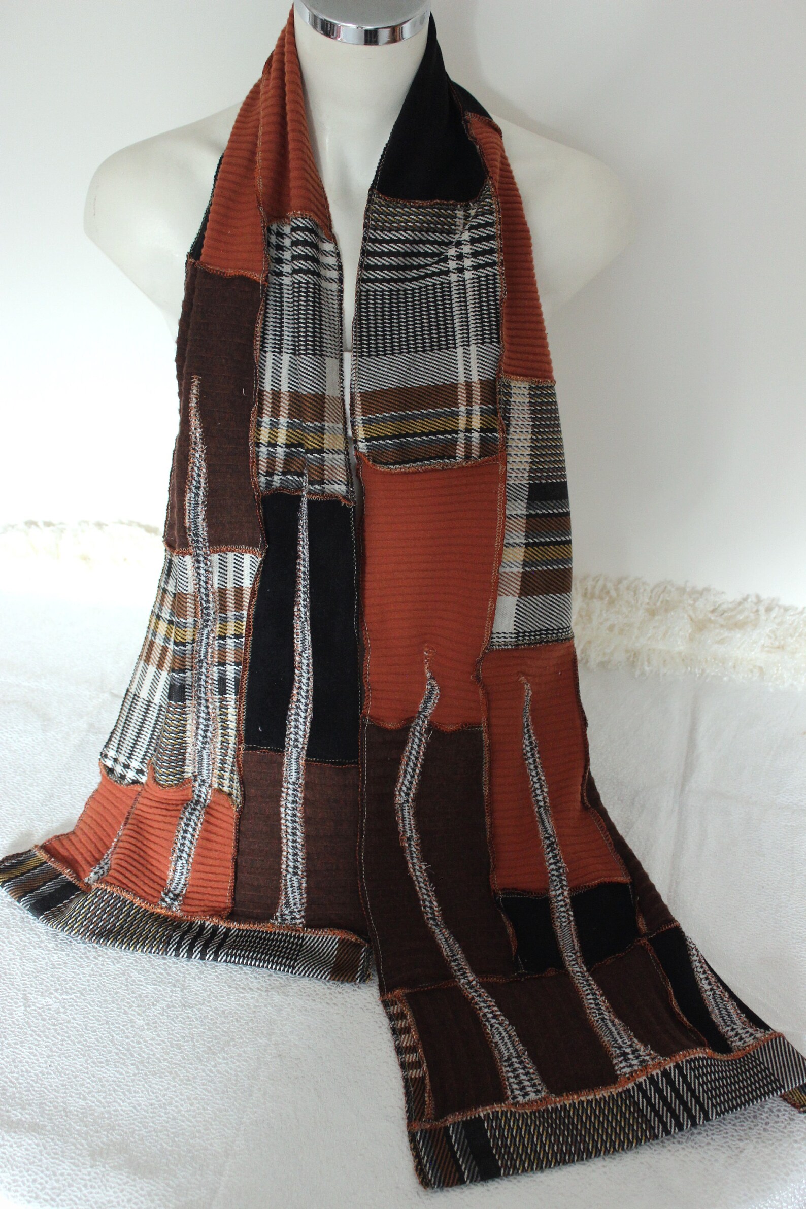 Earth Colors Men's Scarf Extra Long Orange Brown Boho - Etsy