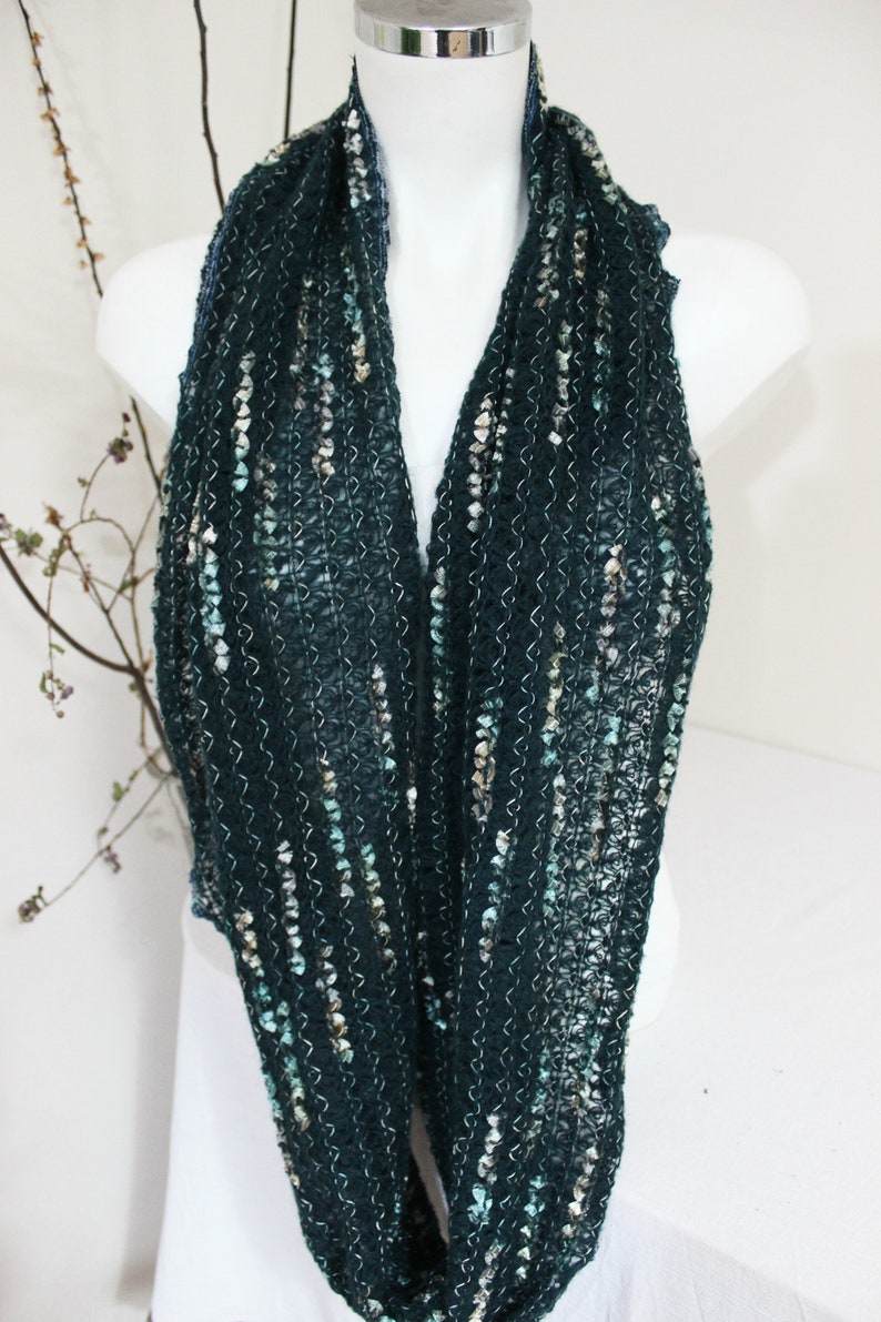 Teal Infinity Scarf Teal Women Loop Green Knitted Scarf | Etsy