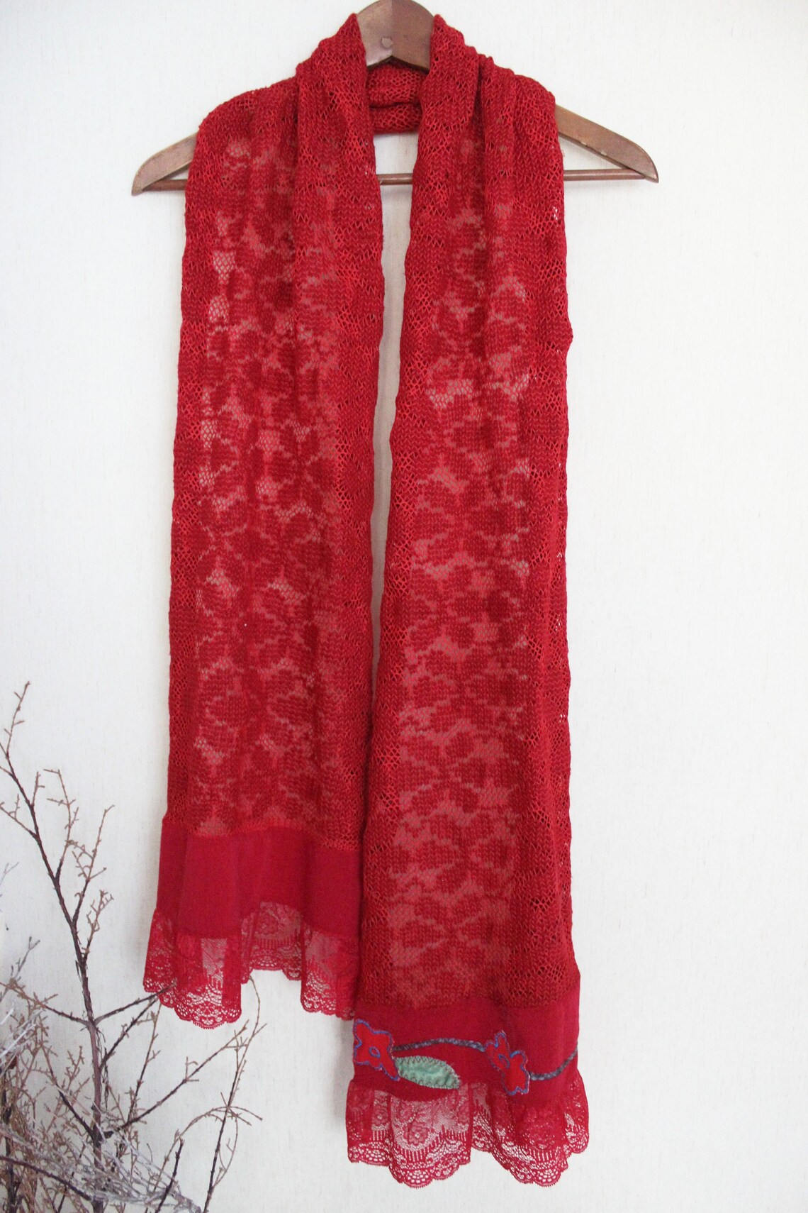 Red Long Wide Shawl Red Mercerized Woman Scarf Big Size - Etsy