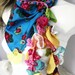 Blue Triangle Shawl, Fringed Flowers, Ethnic Cotton Shawl, Floral ...