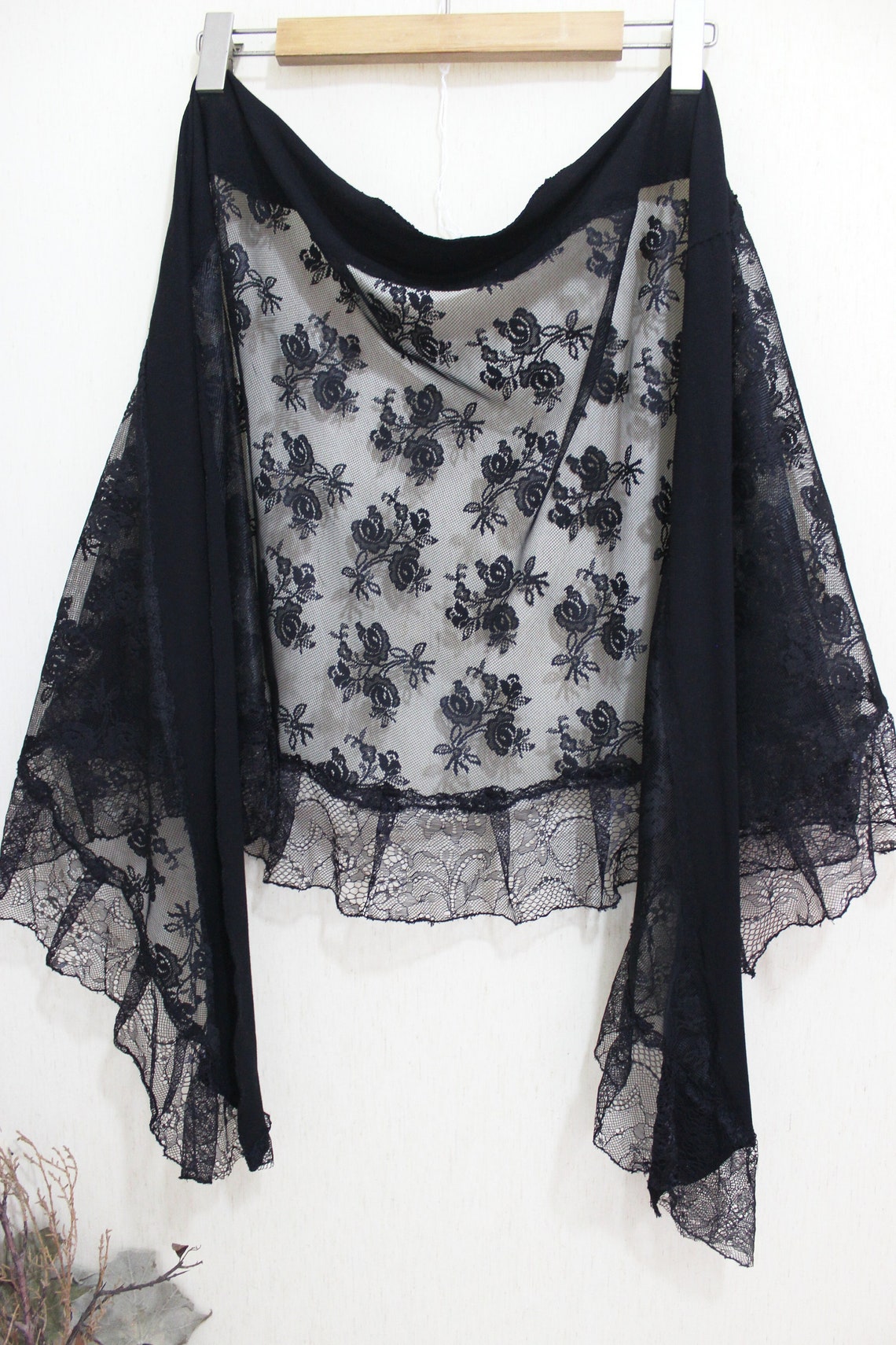 Black Lace Women Shawl Triangle Long Shawl Black Funeral - Etsy