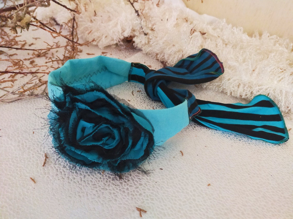 Blue hair band Blue black cotton Hippie headband Gypsy | Etsy