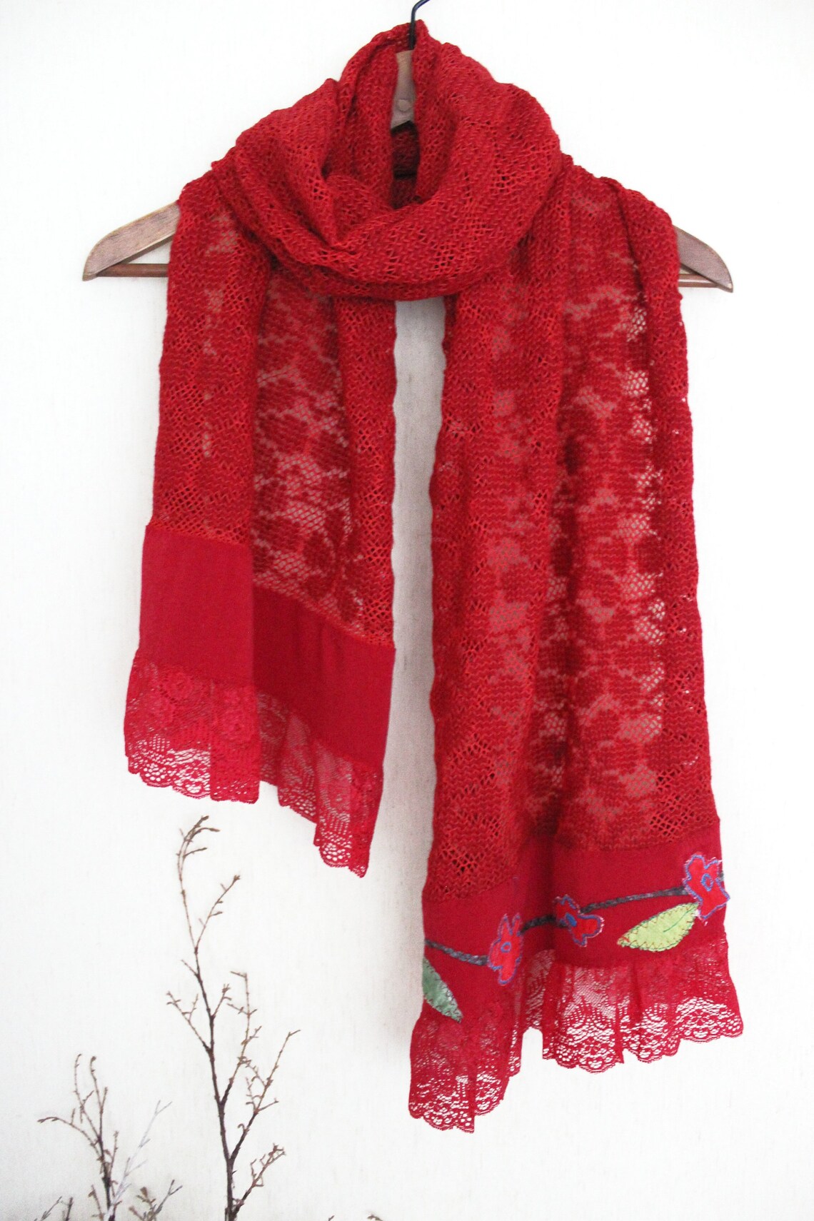 Red Long Wide Shawl Red Mercerized Woman Scarf Big Size - Etsy